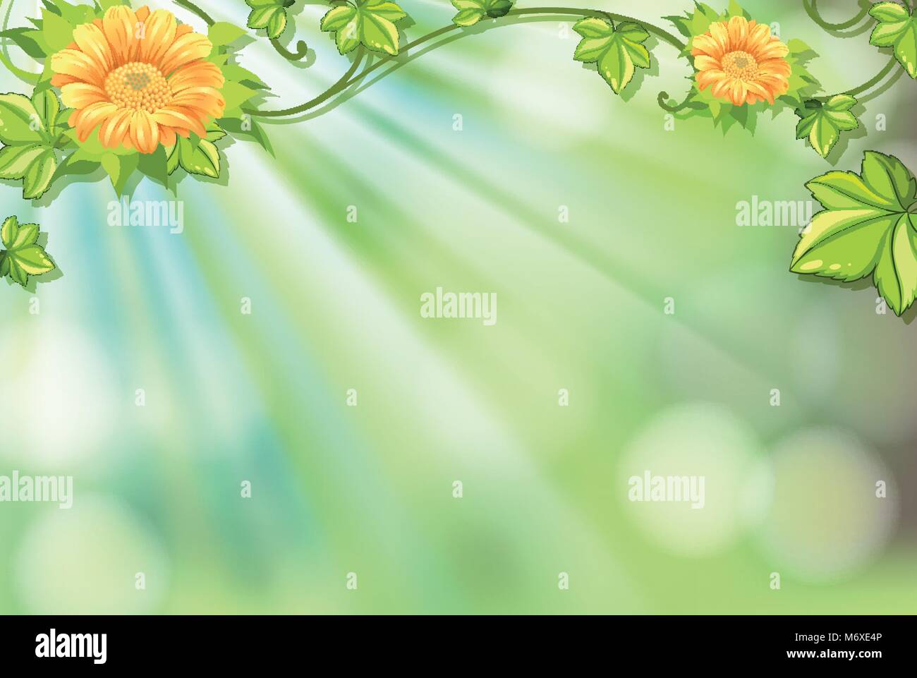 Background design with flowers and bright light illustration Stock ...
