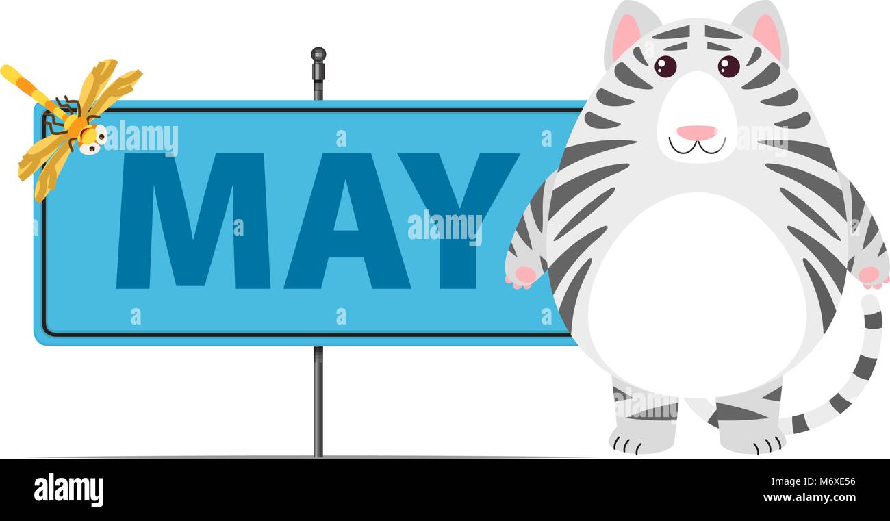 Gray cat and sign for May illustration Stock Vector Image & Art - Alamy