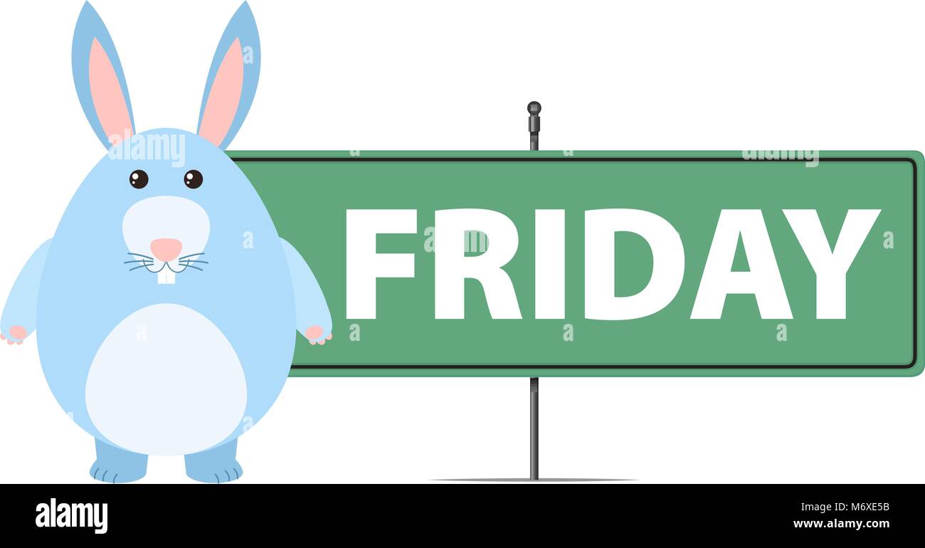Friday sign with blue bunny illustration Stock Vector Image & Art - Alamy