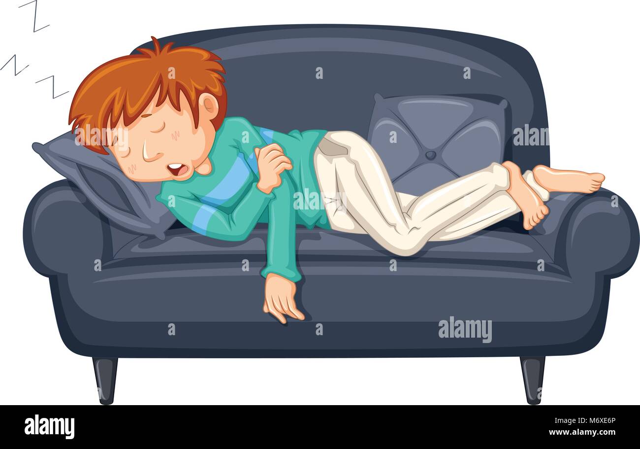 Man napping on black sofa illustration Stock Vector Image & Art - Alamy
