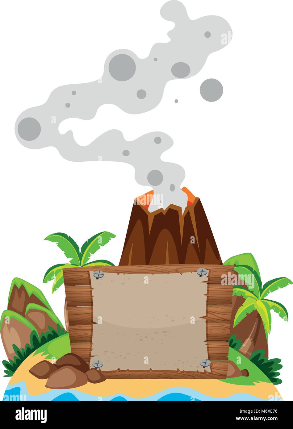 Sign template with volcano in background illustration Stock Vector ...