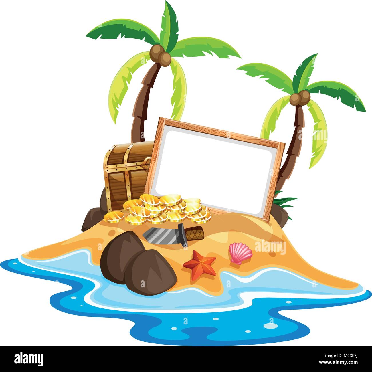 Empty sign on treasure island illustration Stock Vector Image & Art - Alamy