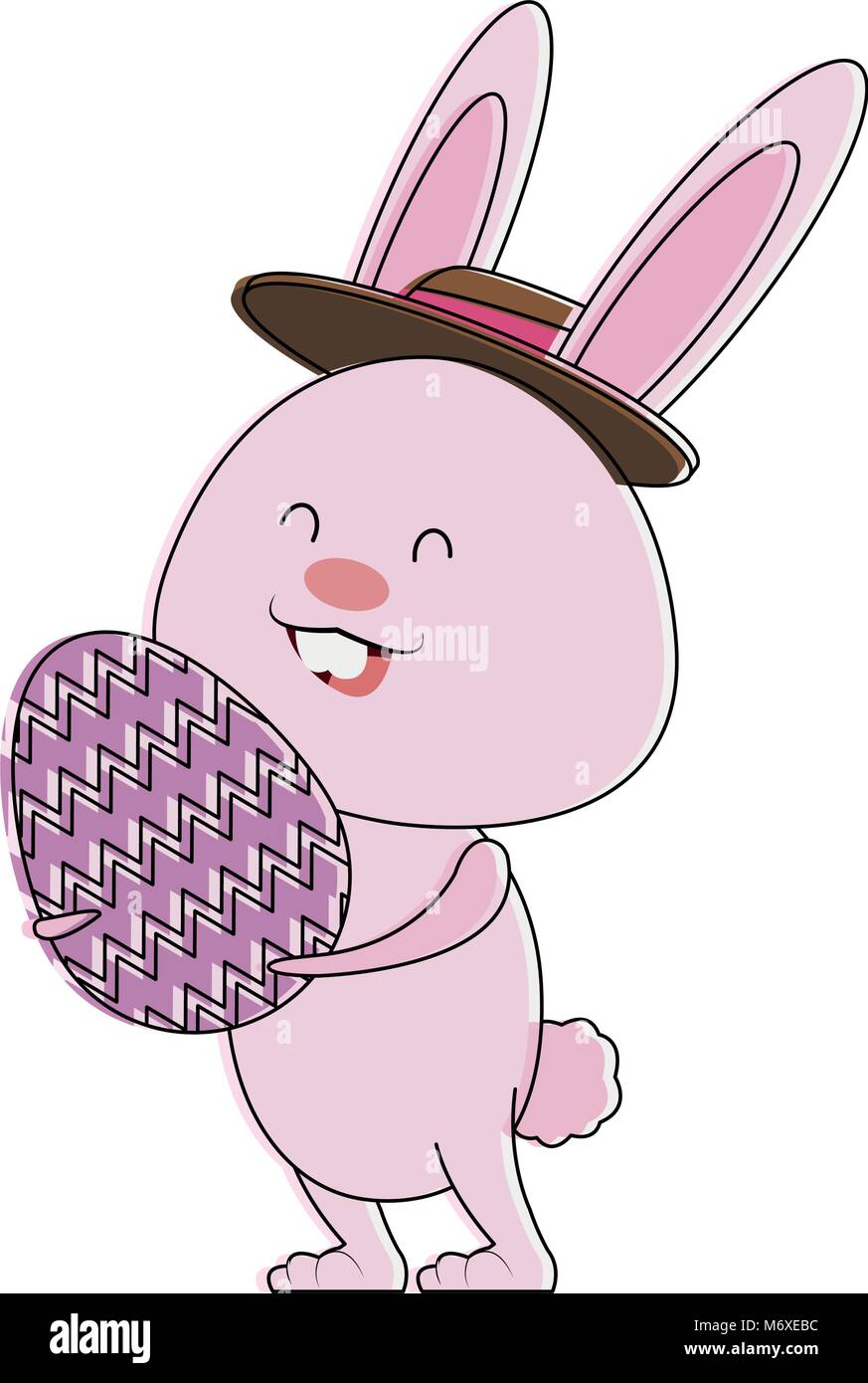 Cute rabbit with easter egg cartoon Stock Vector Image & Art - Alamy