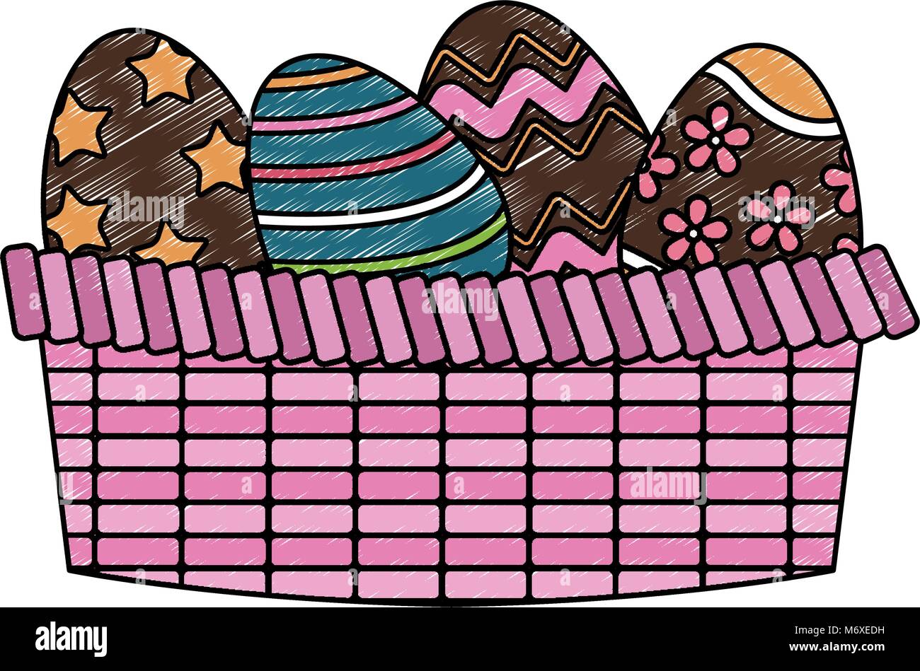 Easter eggs on basket cartoon Stock Vector Image & Art - Alamy
