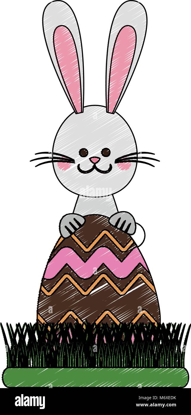 Cute rabbit with easter egg cartoon Stock Vector Image & Art - Alamy