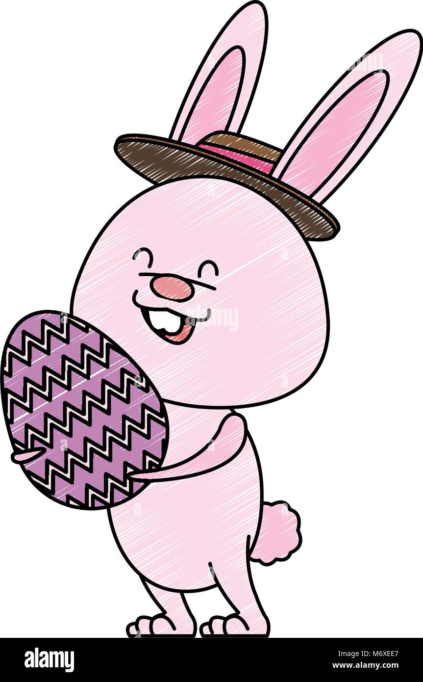 Cute rabbit with easter egg cartoon Stock Vector Image & Art - Alamy