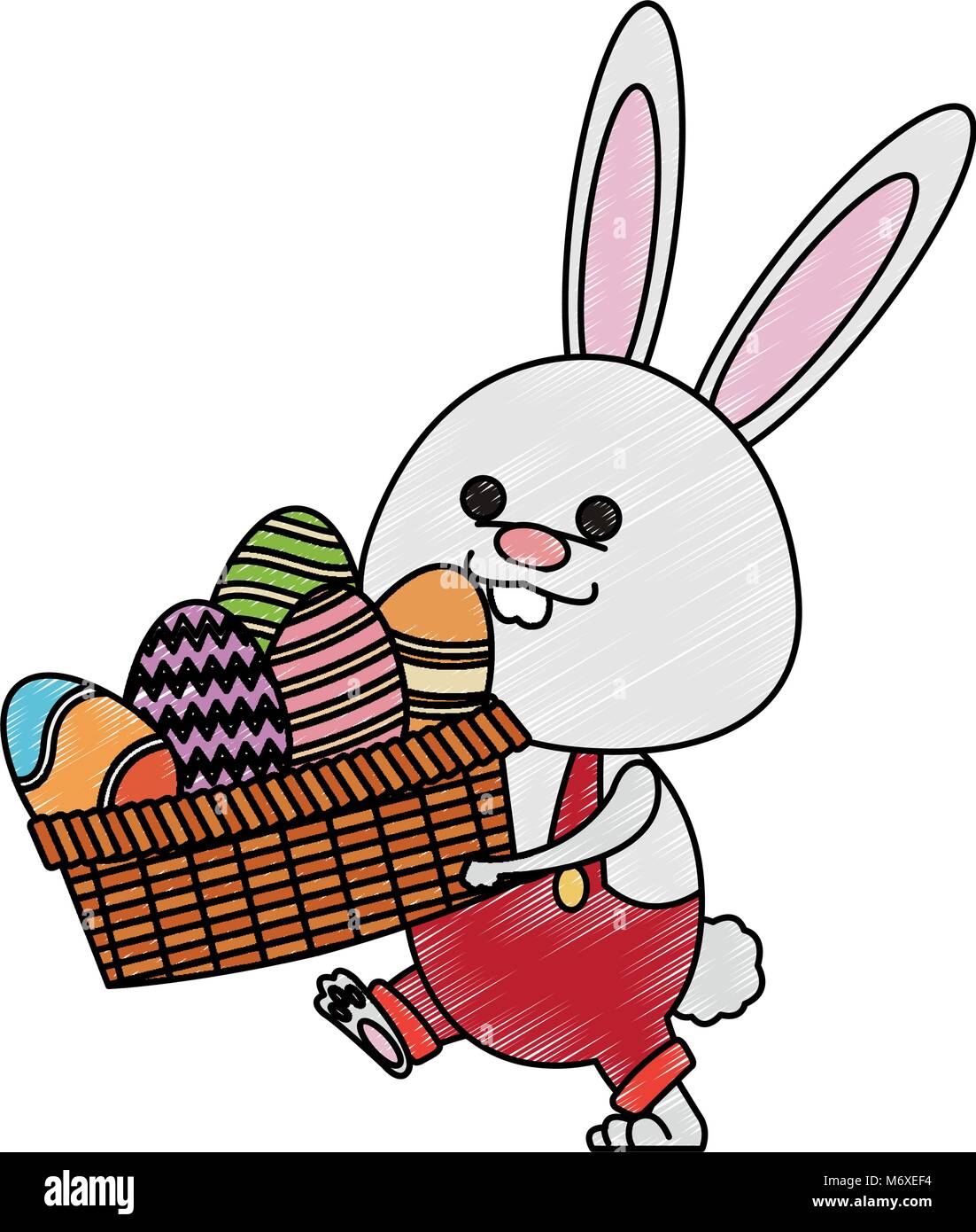 Cute rabbit holding basket with easter eggs Stock Vector Image & Art ...