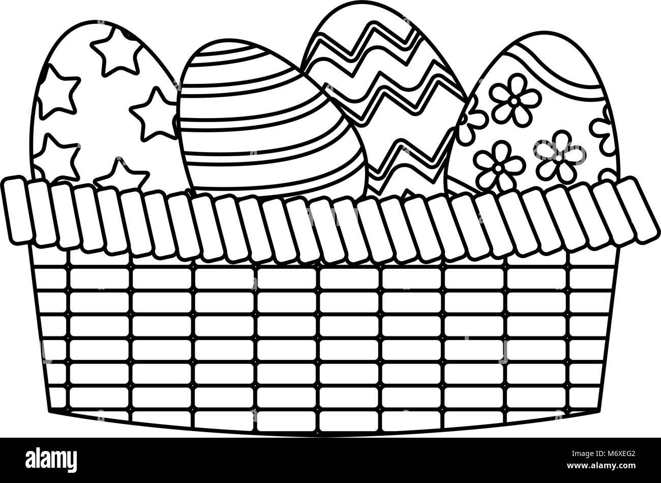 Easter eggs on basket cartoon Stock Vector Image & Art - Alamy