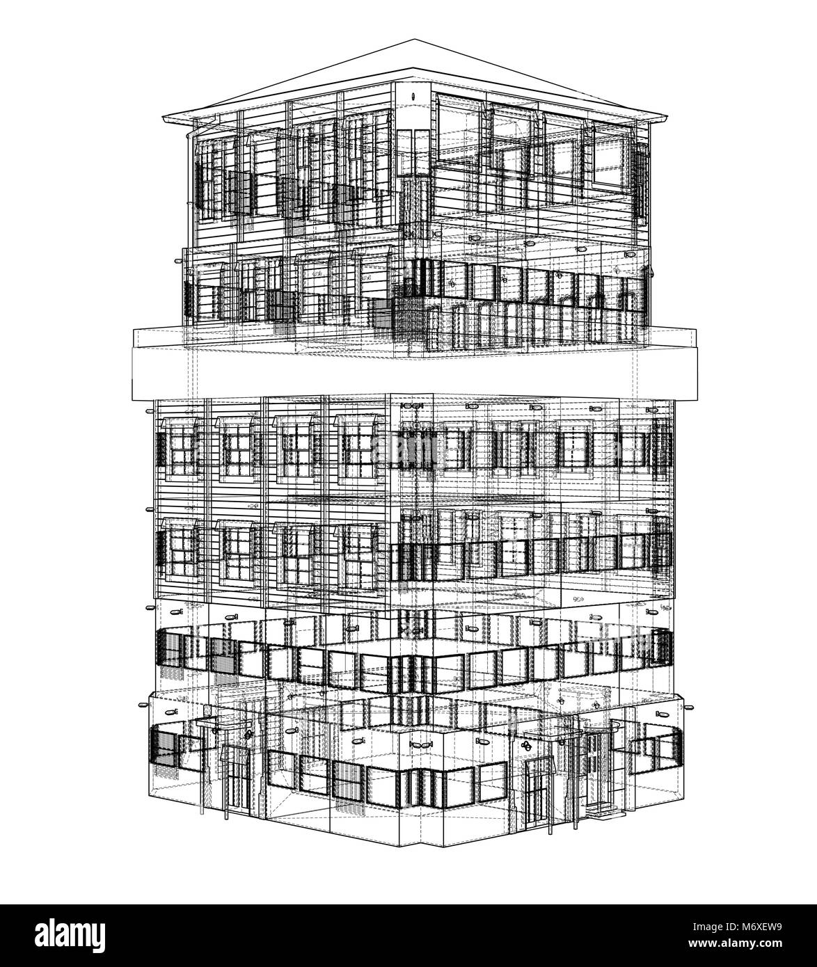 Interior design sketch (3d render) Stock Vector Images - Alamy