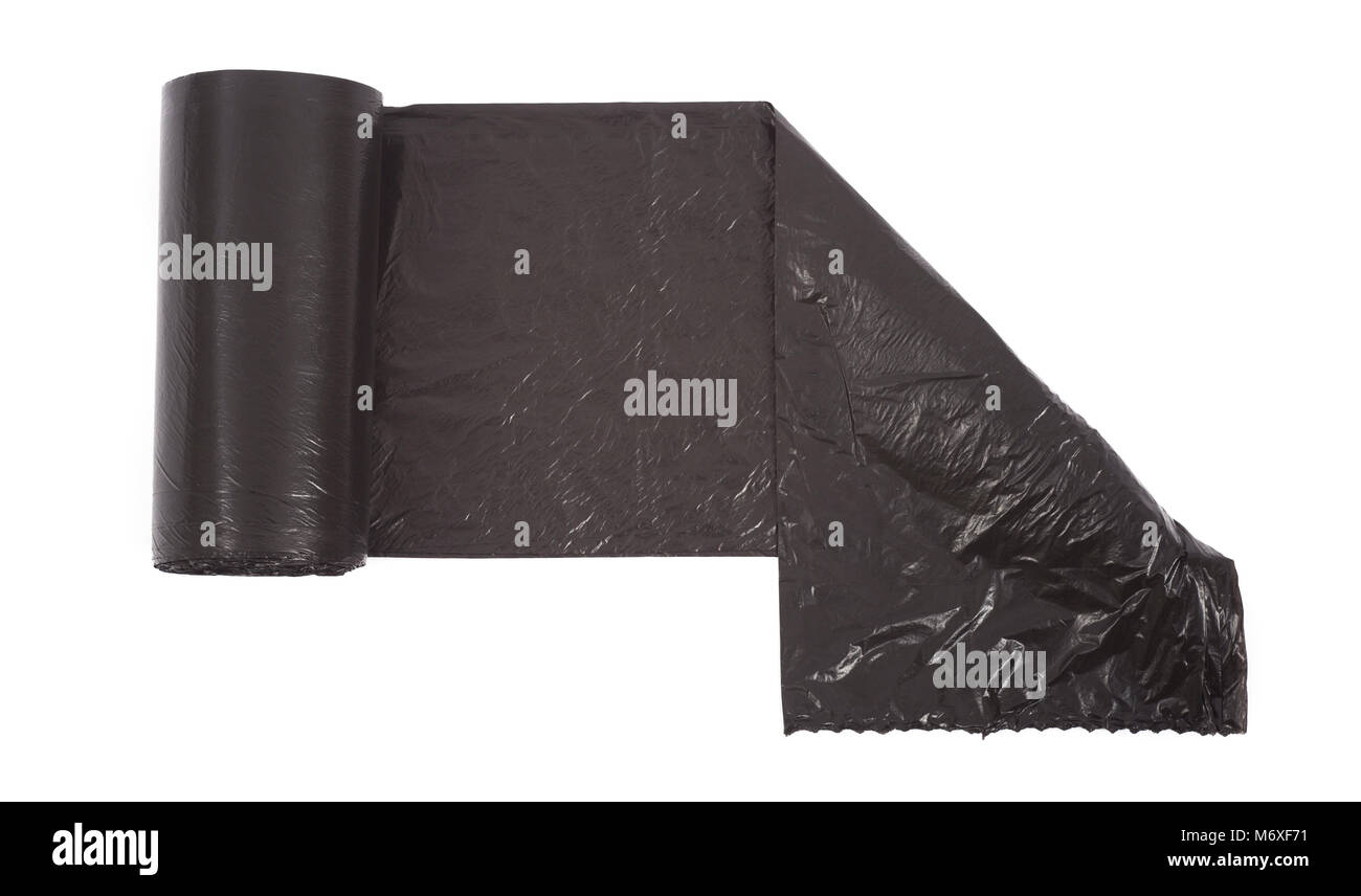trash or garbage bag rolled and isolated on white Stock Photo - Alamy
