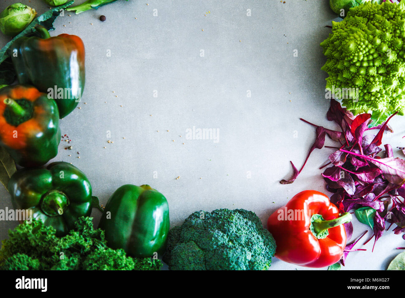 Fresh vegetables flatlay overhead frame. Food layout. Vegetables variety Stock Photo - Alamy