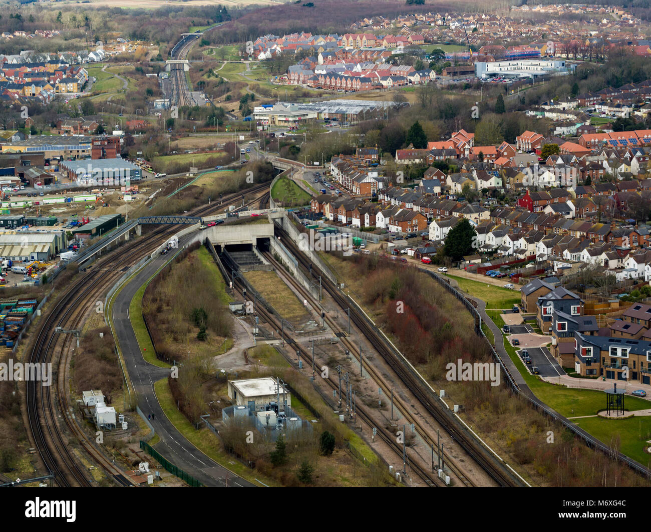 Aerial view of Ashford, Kent, UK Stock Photo - Alamy