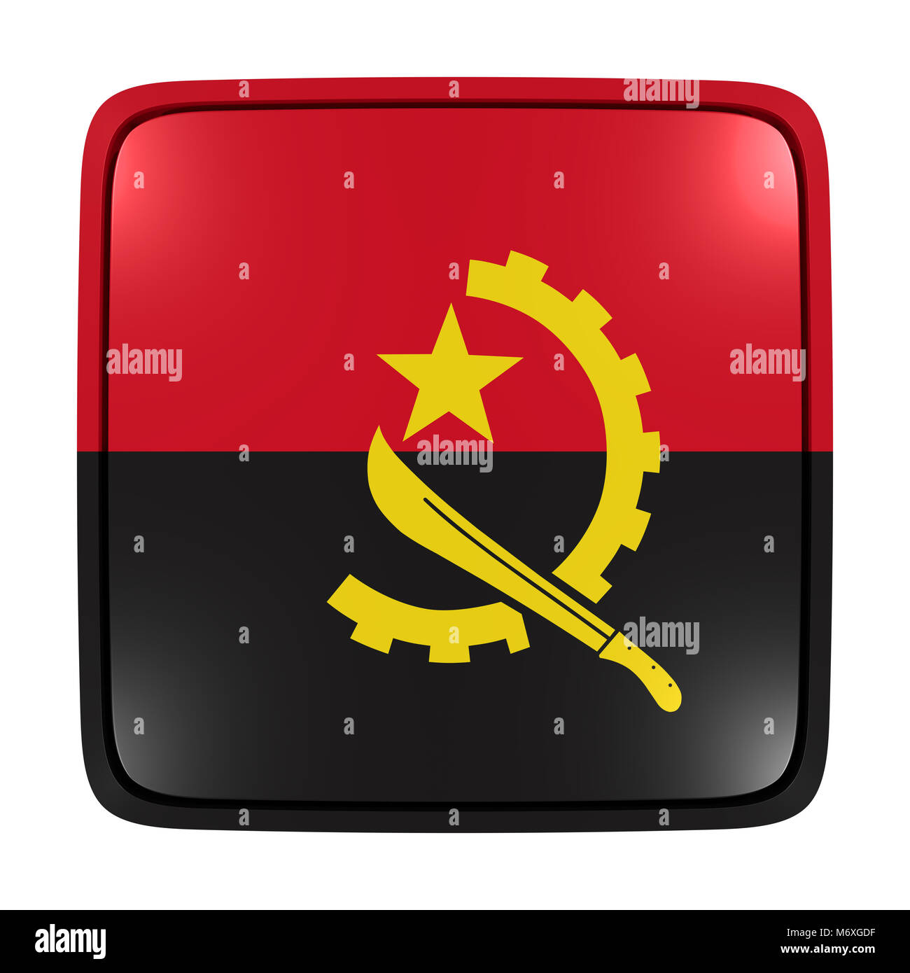 3d rendering of an Angola flag icon. Isolated on white background Stock ...