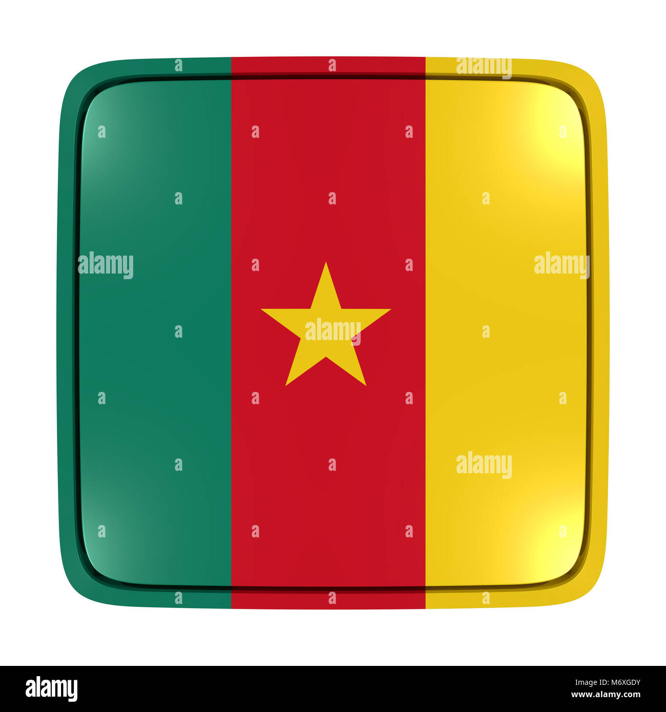 3d rendering of a Cameroon flag icon. Isolated on white background ...