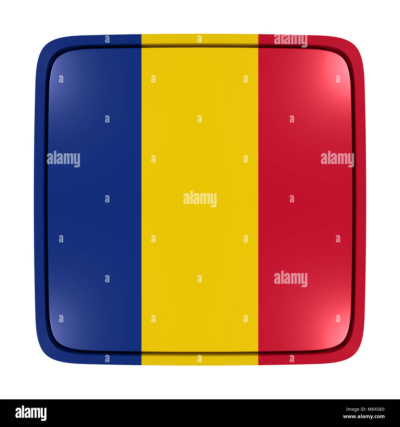 3d rendering of a Republic of Chad flag icon. Isolated on white ...