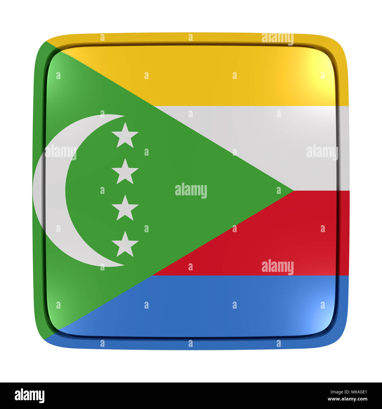 3d rendering of an Union of the Comoros flag icon. Isolated on white ...