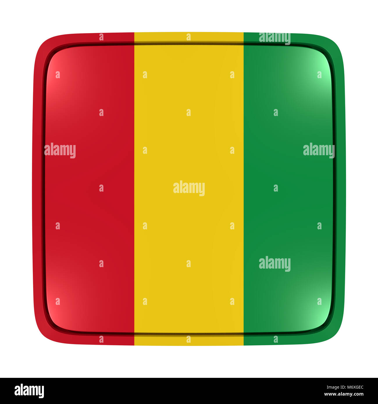 3d rendering of a Guinea flag icon. Isolated on white background Stock ...