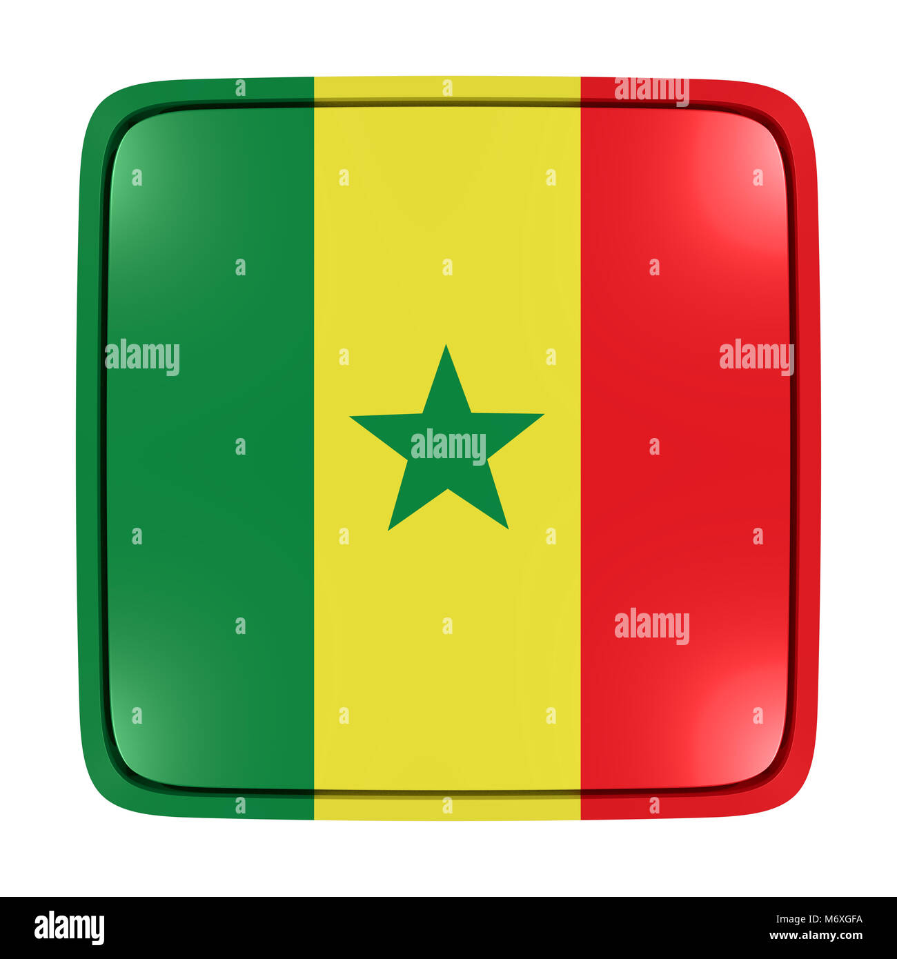 3d rendering of a Senegal flag icon. Isolated on white background Stock ...