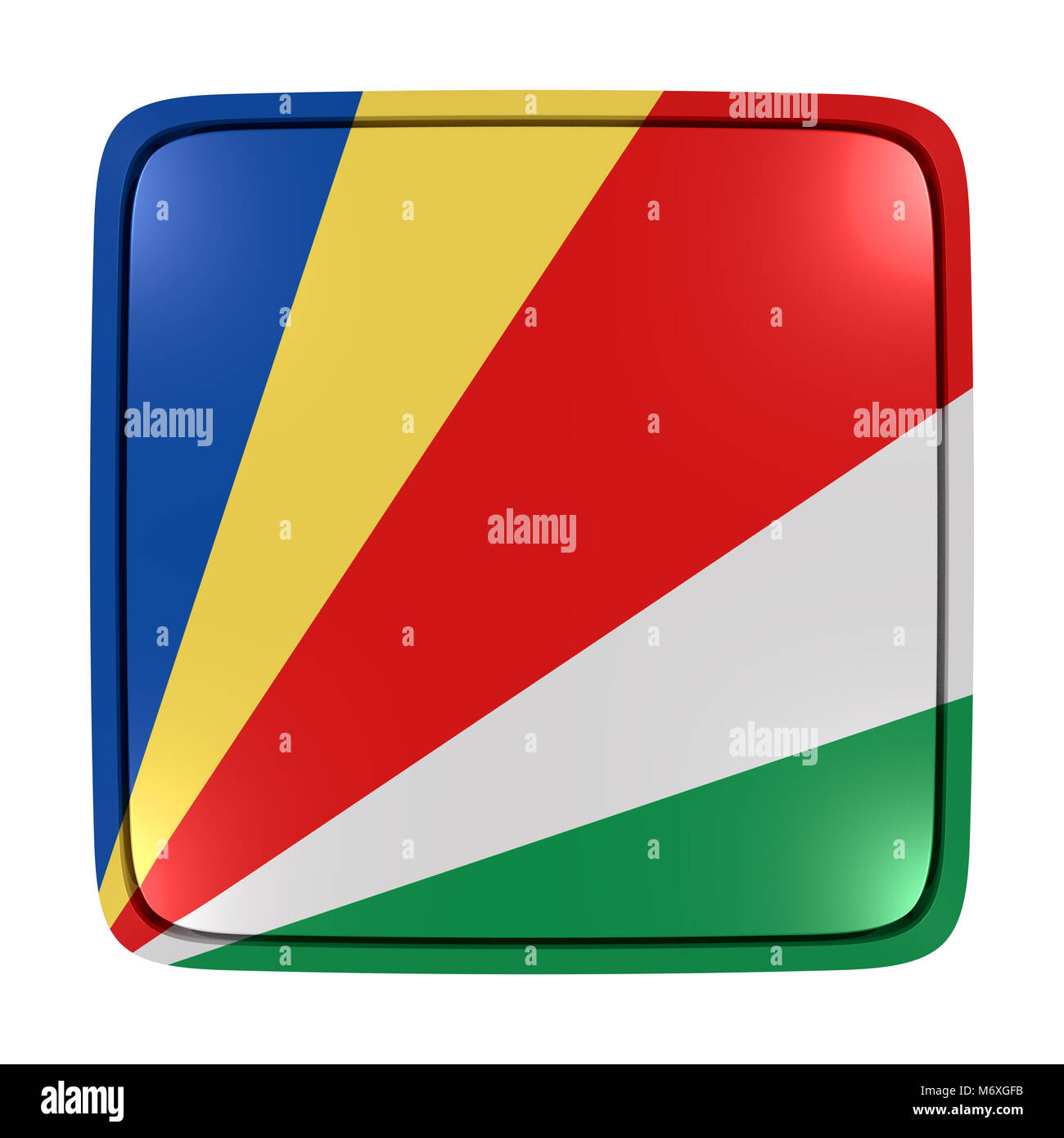 3d rendering of a Republic of Seychelles flag icon. Isolated on white ...