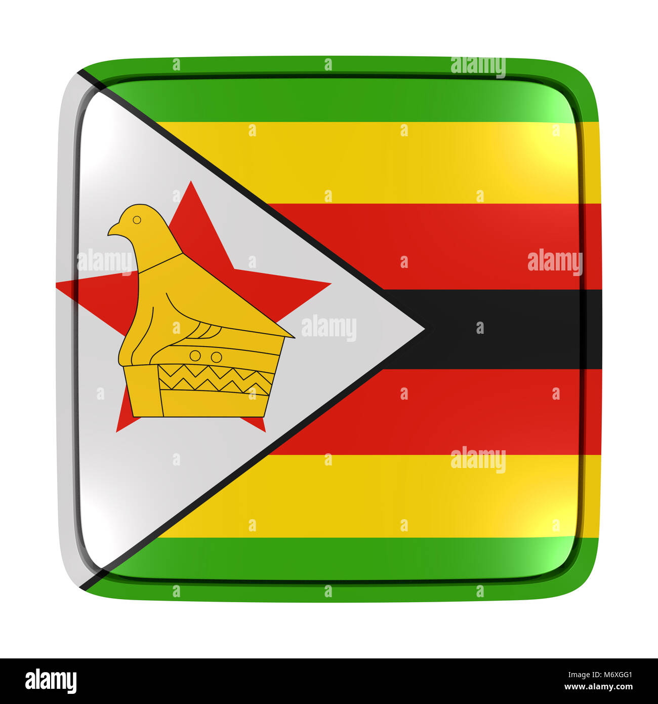 3d rendering of a Republic of Zimbabwe flag icon. Isolated on white background Stock Photo - Alamy