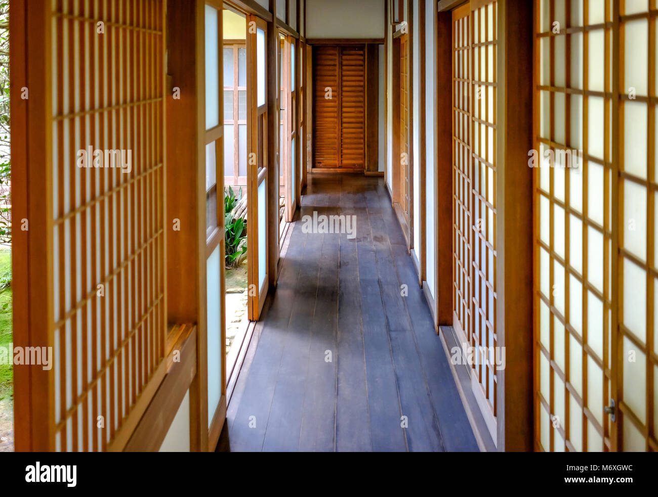 Old style Japanese house corridor and sliding door Stock Photo - Alamy