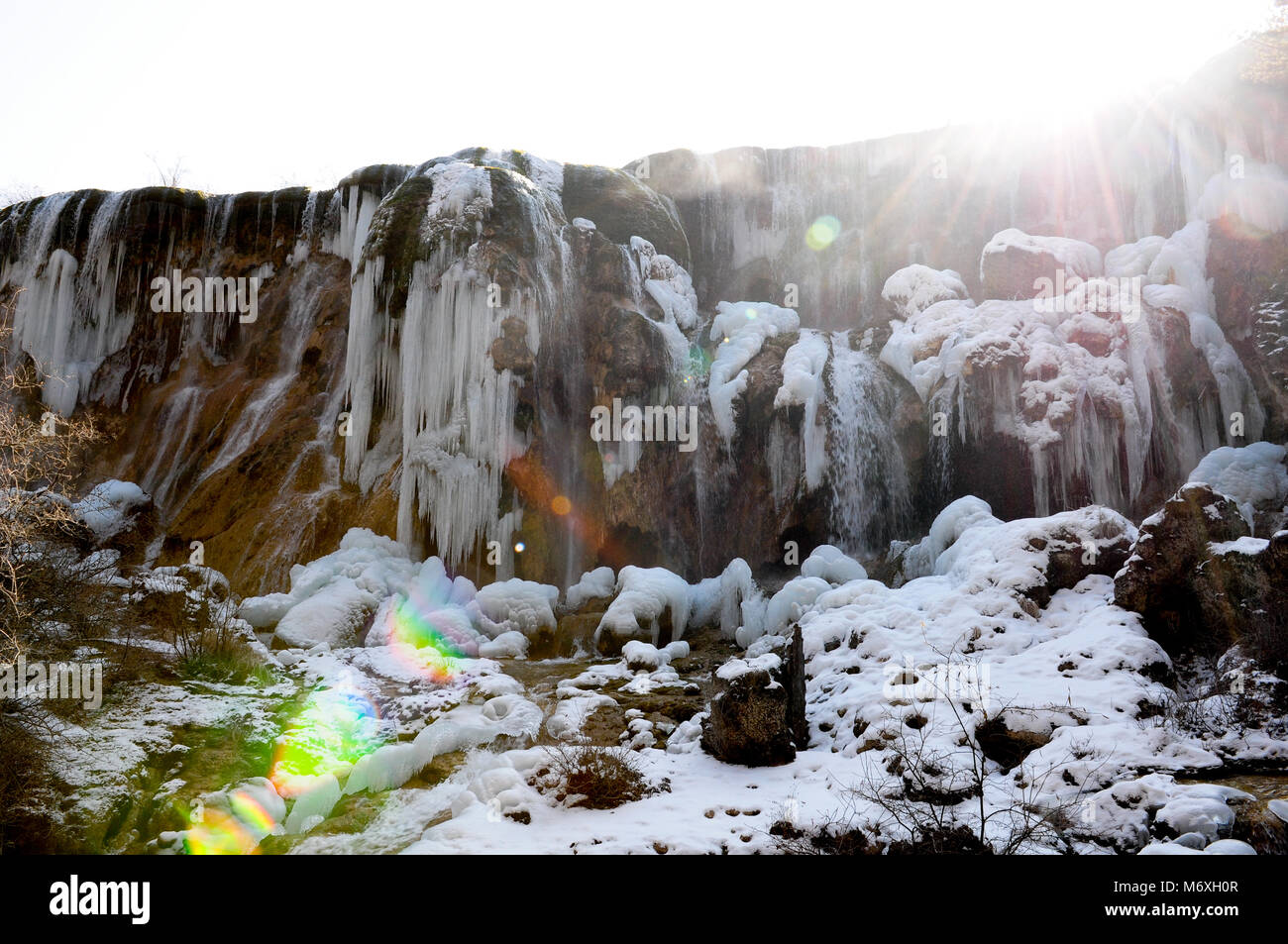 Jiuzhaigou winter waterfall hi-res stock photography and images - Alamy