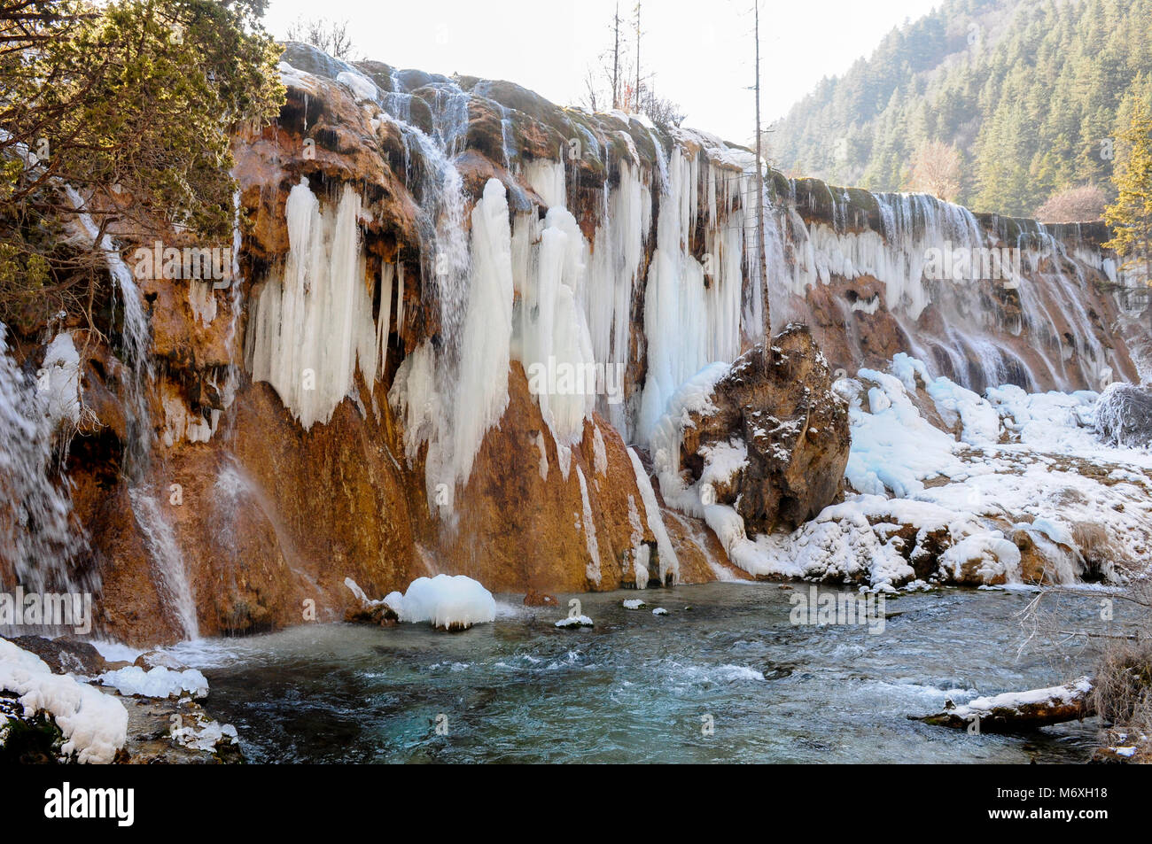 Jiuzhaigou winter waterfall hi-res stock photography and images - Alamy