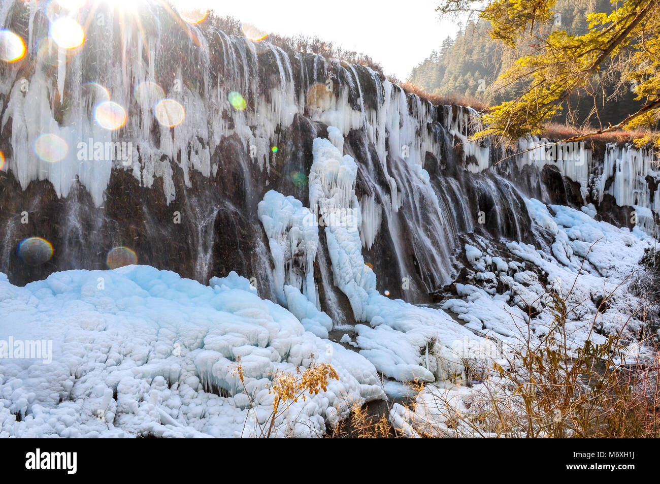 Jiuzhaigou winter waterfall hi-res stock photography and images - Alamy
