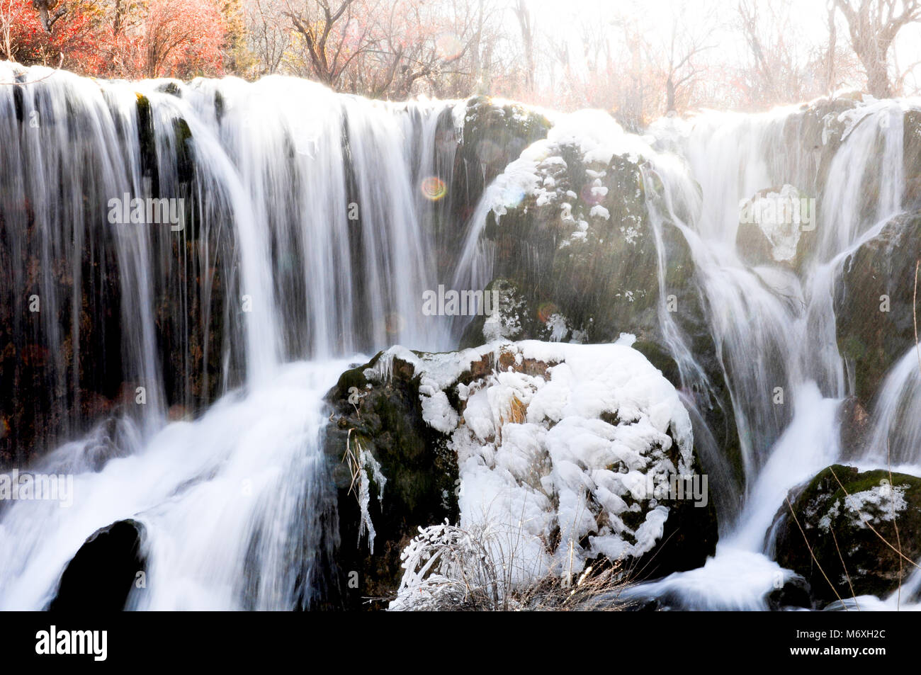 Jiuzhaigou winter waterfall hi-res stock photography and images - Alamy