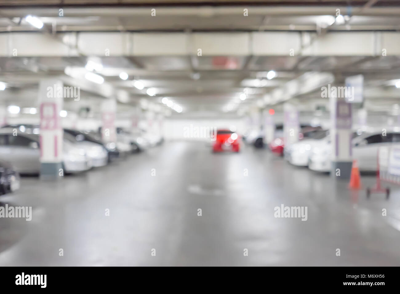 Abstract blur indoor parking lot as background Stock Photo - Alamy