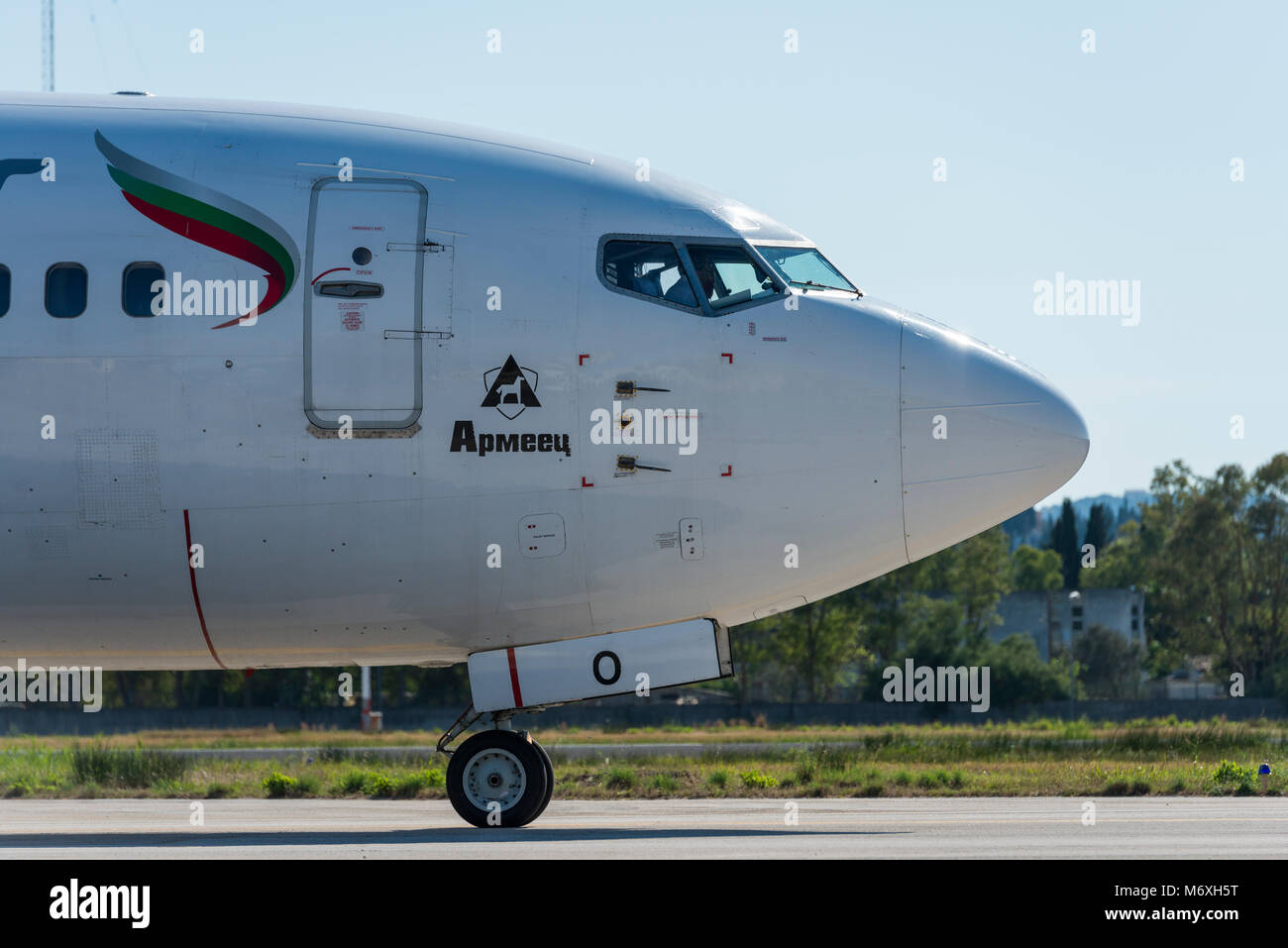Nose detail of Bul air Boeing 737 with registration LZ-BOO at the Corfu ...