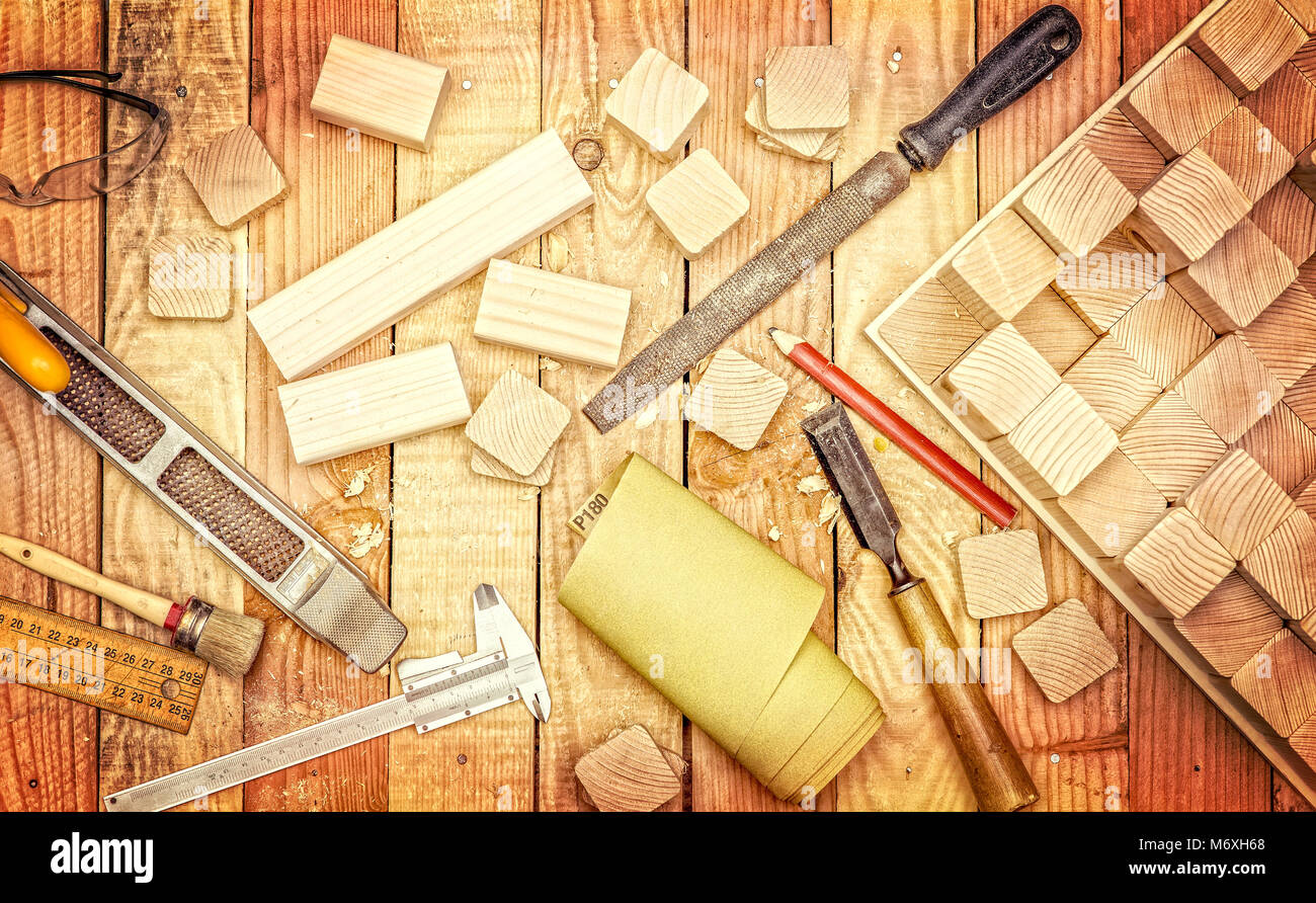 detail of handtools for wood working Stock Photo - Alamy