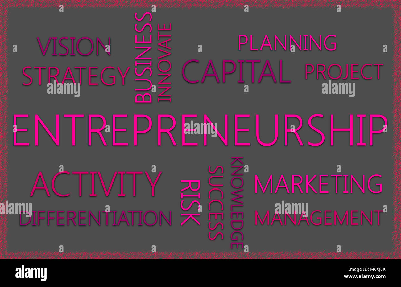 ENTREPRENEURSHIP. Word cloud concept on dark background with pink and ...