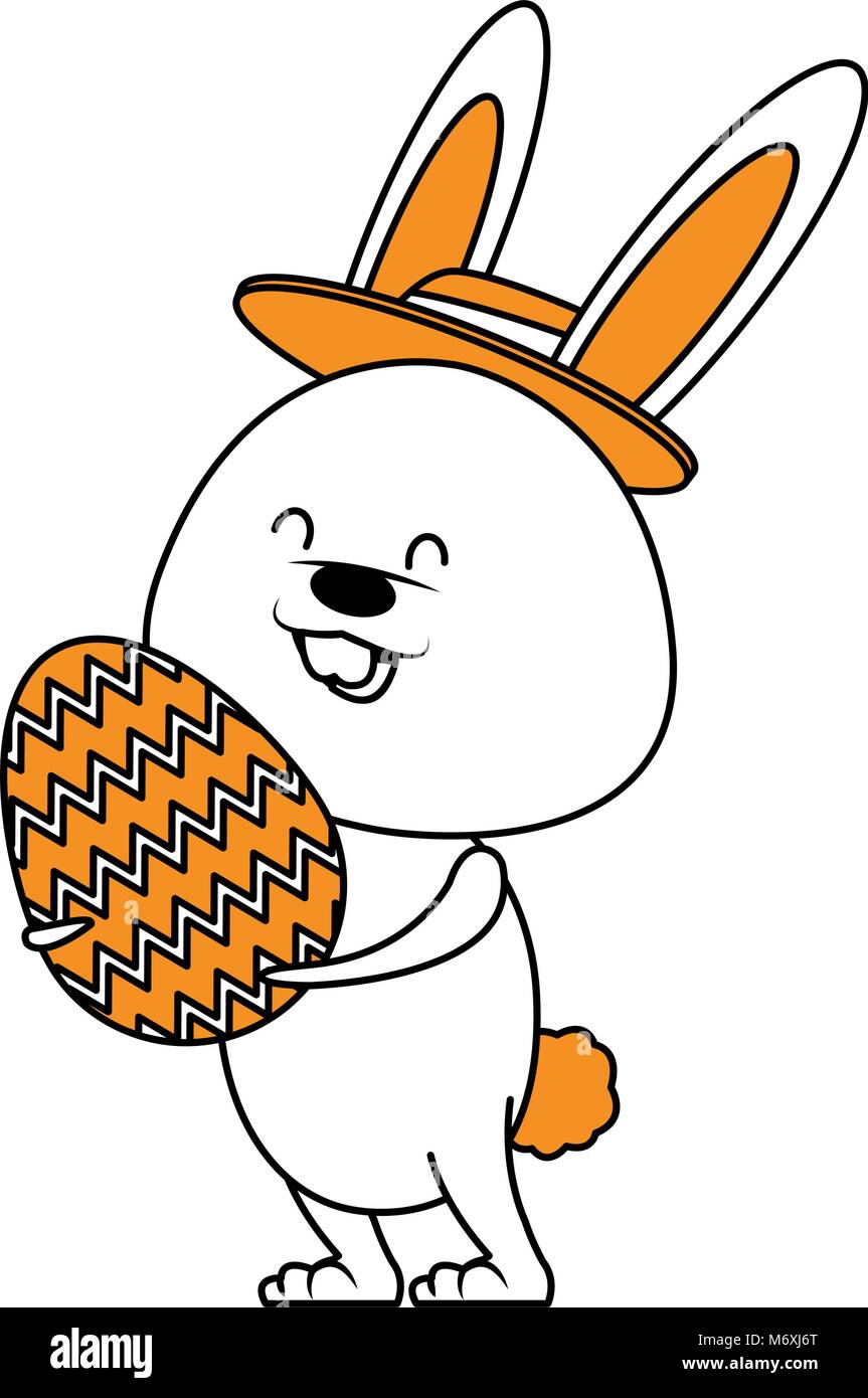 Cute rabbit with easter egg cartoon Stock Vector Image & Art - Alamy