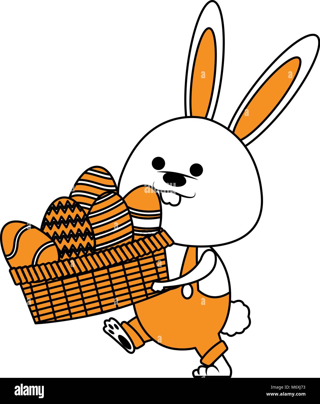 Cute rabbit holding basket with easter eggs Stock Vector Image & Art ...