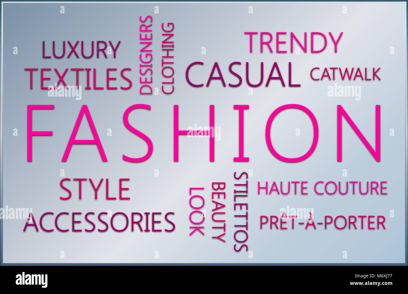 FASHION. Word cloud concept on silvery background Stock Photo - Alamy