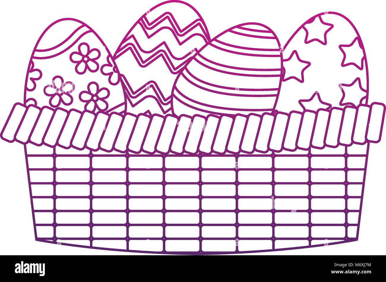 Easter eggs on basket cartoon Stock Vector Image & Art - Alamy