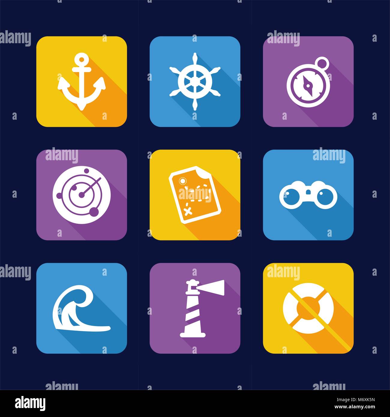 Nautical Icons Flat Design Stock Vector Image & Art - Alamy