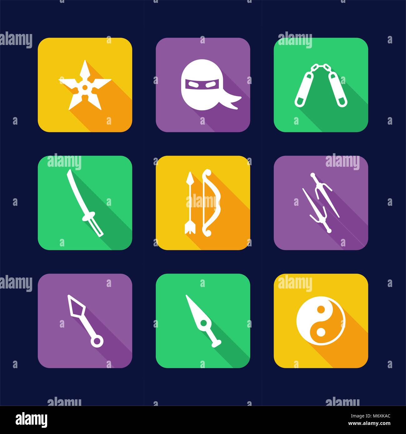Ninja Icons Flat Design Stock Vector Image & Art - Alamy