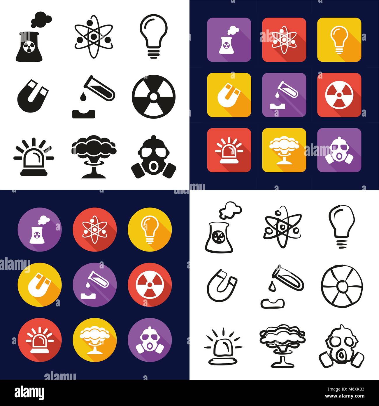 Nuclear Power Plant All in One Icons Black & White Color Flat Design ...