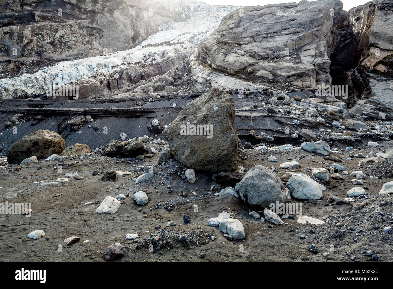 Volcanic ash and rocks, Gigjokull Glacier, Iceland Stock Photo - Alamy