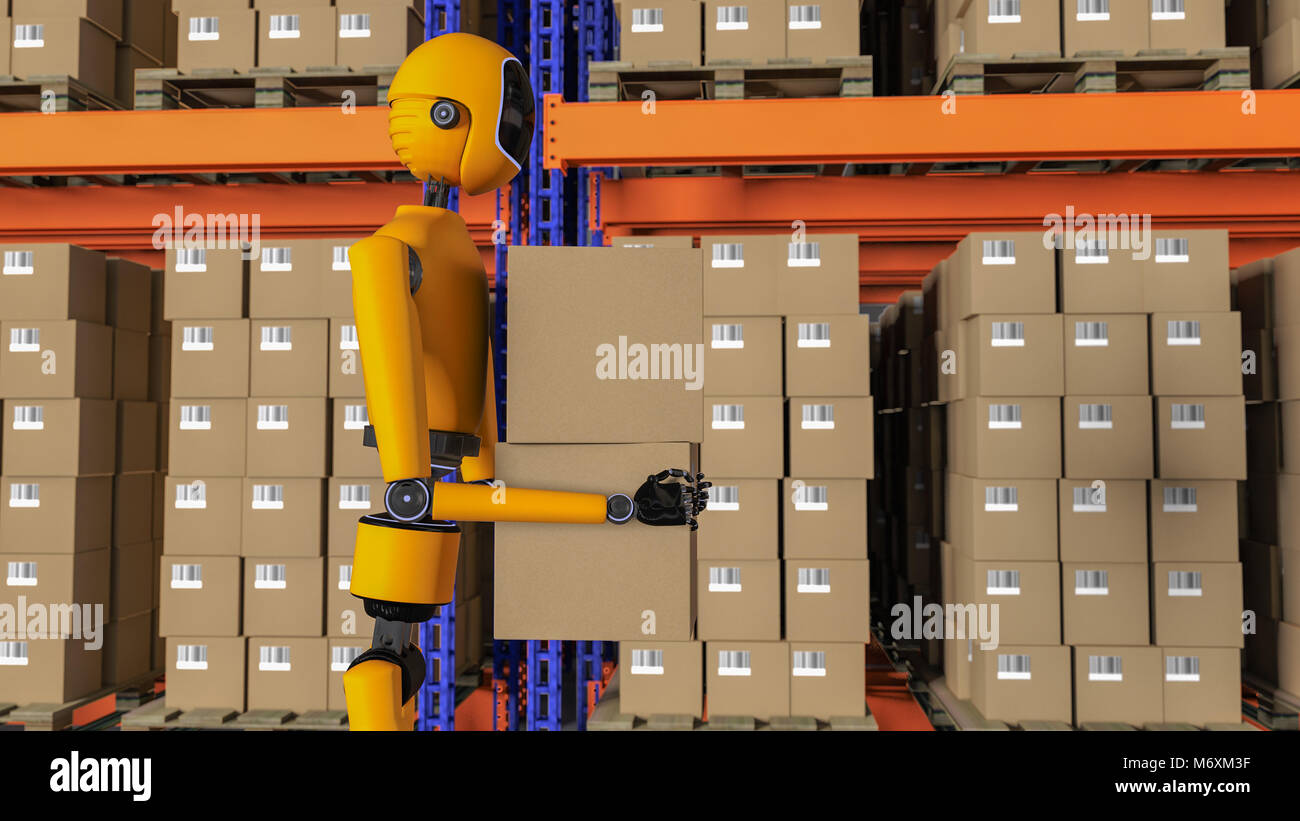a robot warehouse worker (3d rendering Stock Photo - Alamy