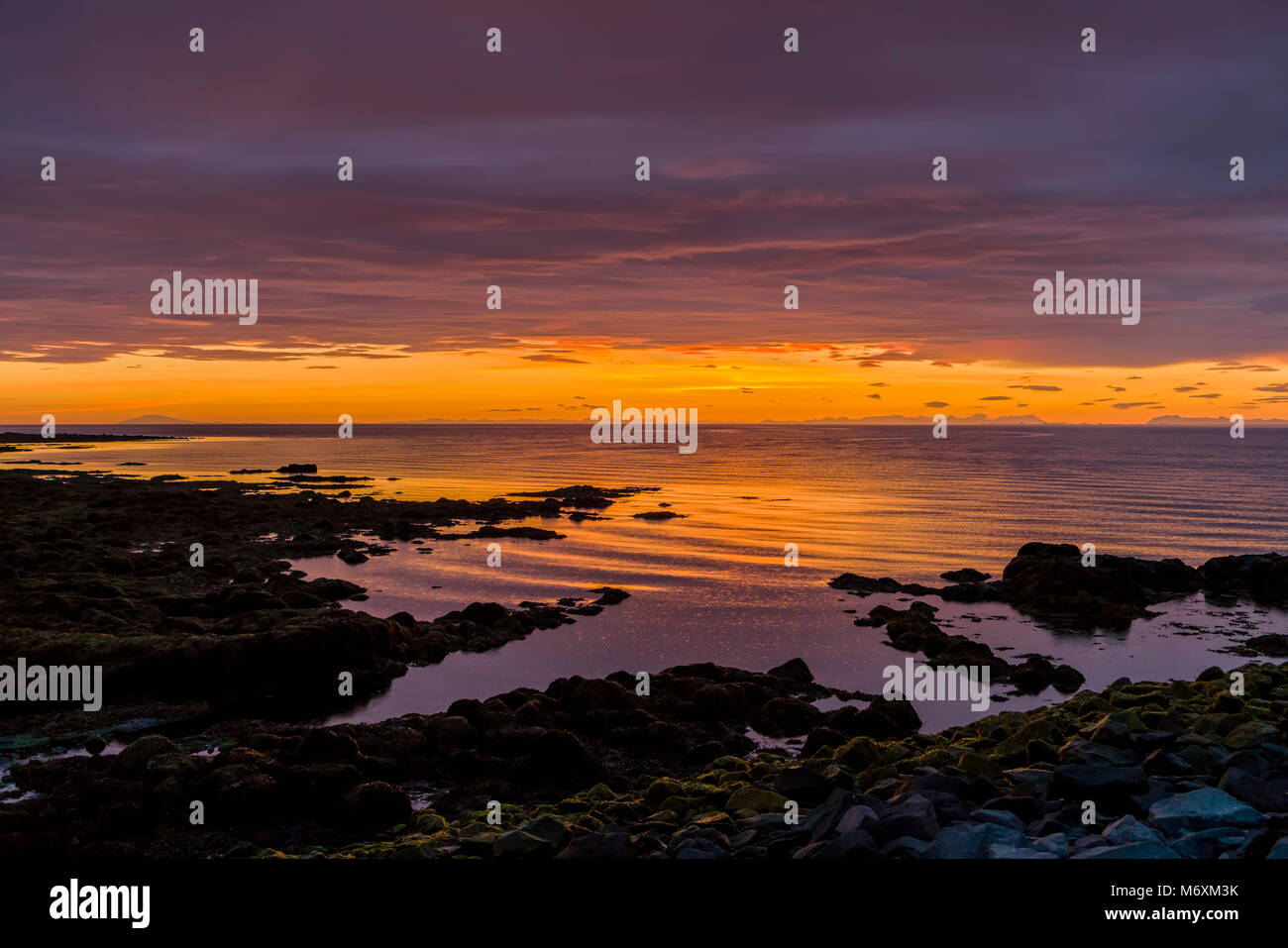 Sunset, Atlantic Ocean, Reykjavik, Iceland Stock Photo - Alamy