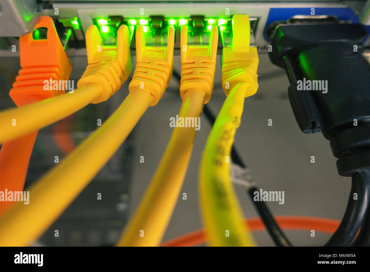 Computer network devices in a network room Stock Photo - Alamy