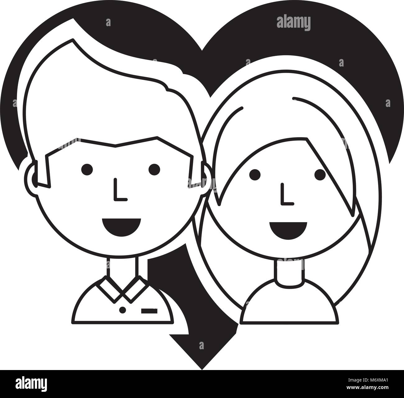 Heart with in love couple over white background, vector illustration ...