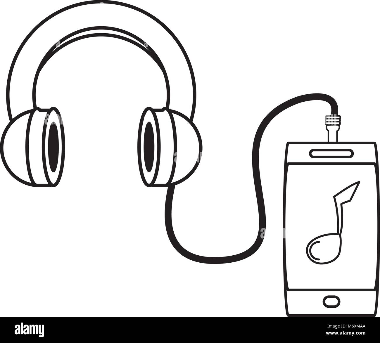 music player device and Headphones icon over white background, vector ...