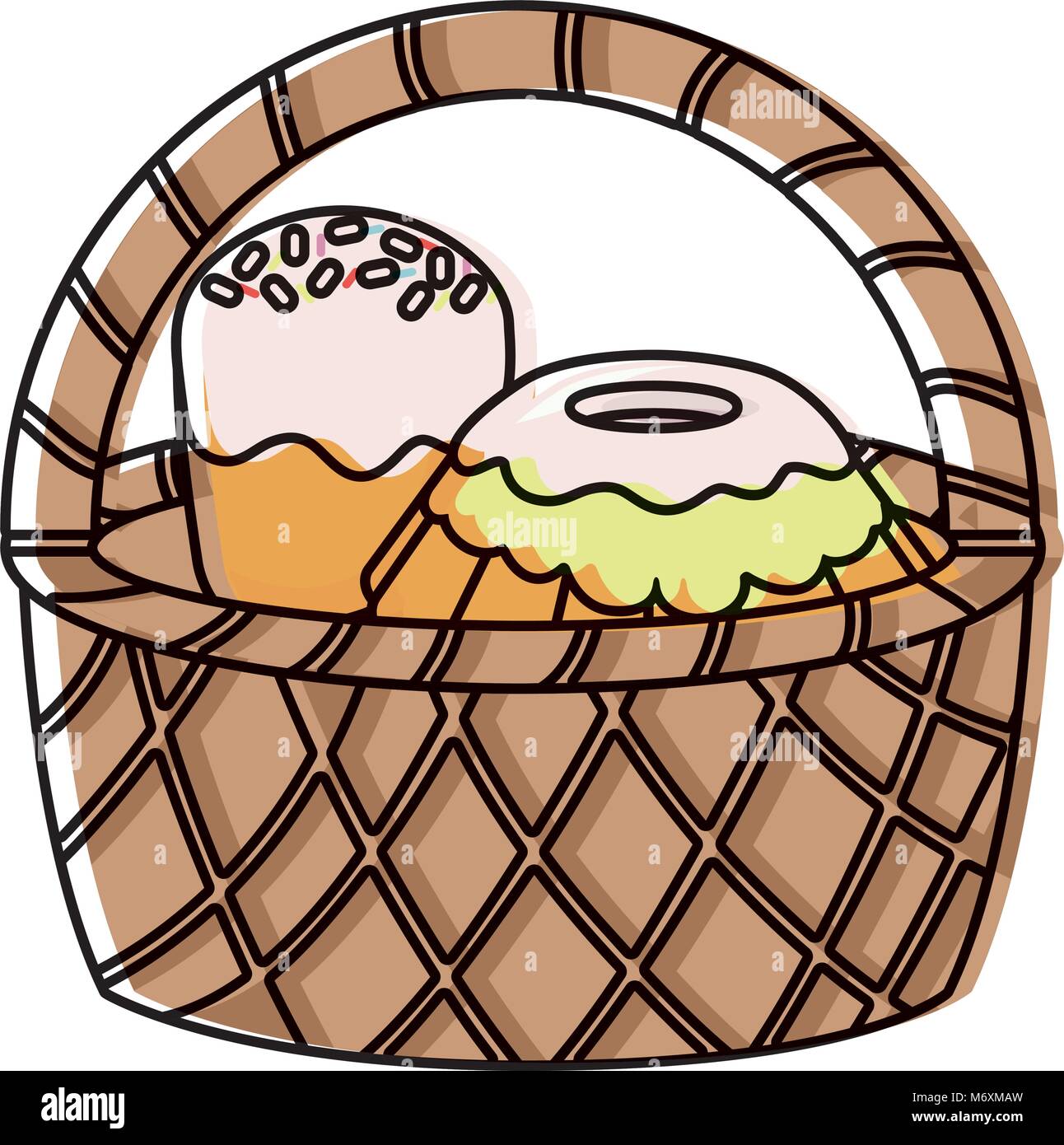 Basket with cakes icon over white background, colorful design. vector ...