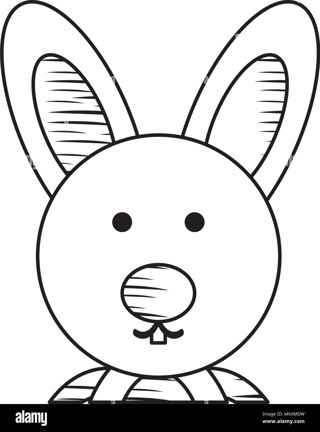 sketch of cute rabbit animal icon over white background, vector ...