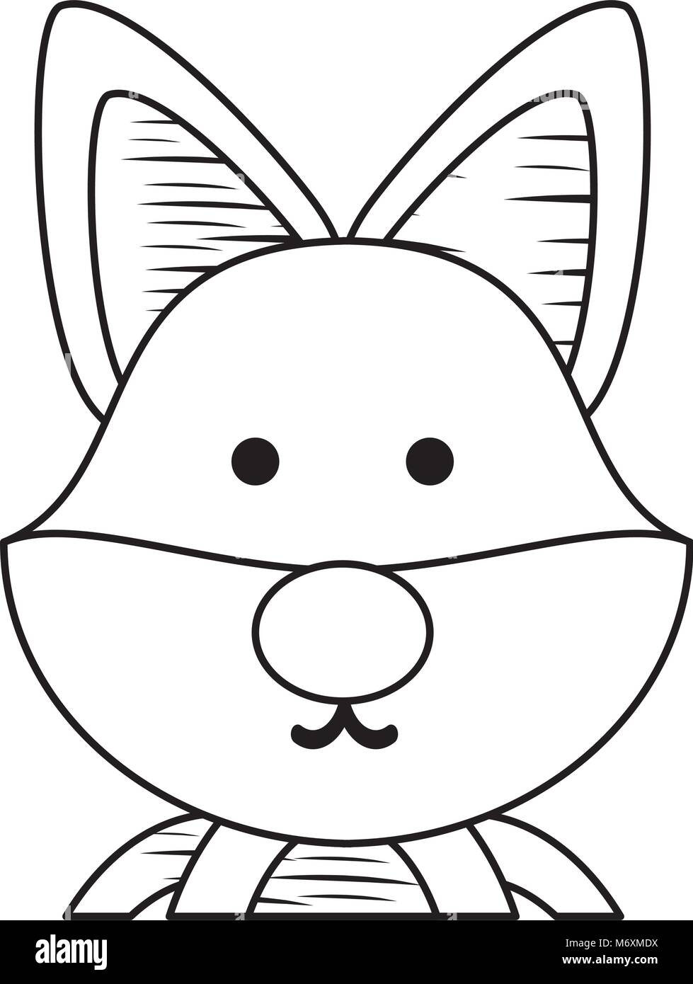 sketch of cute fox animal icon over white background, vector ...