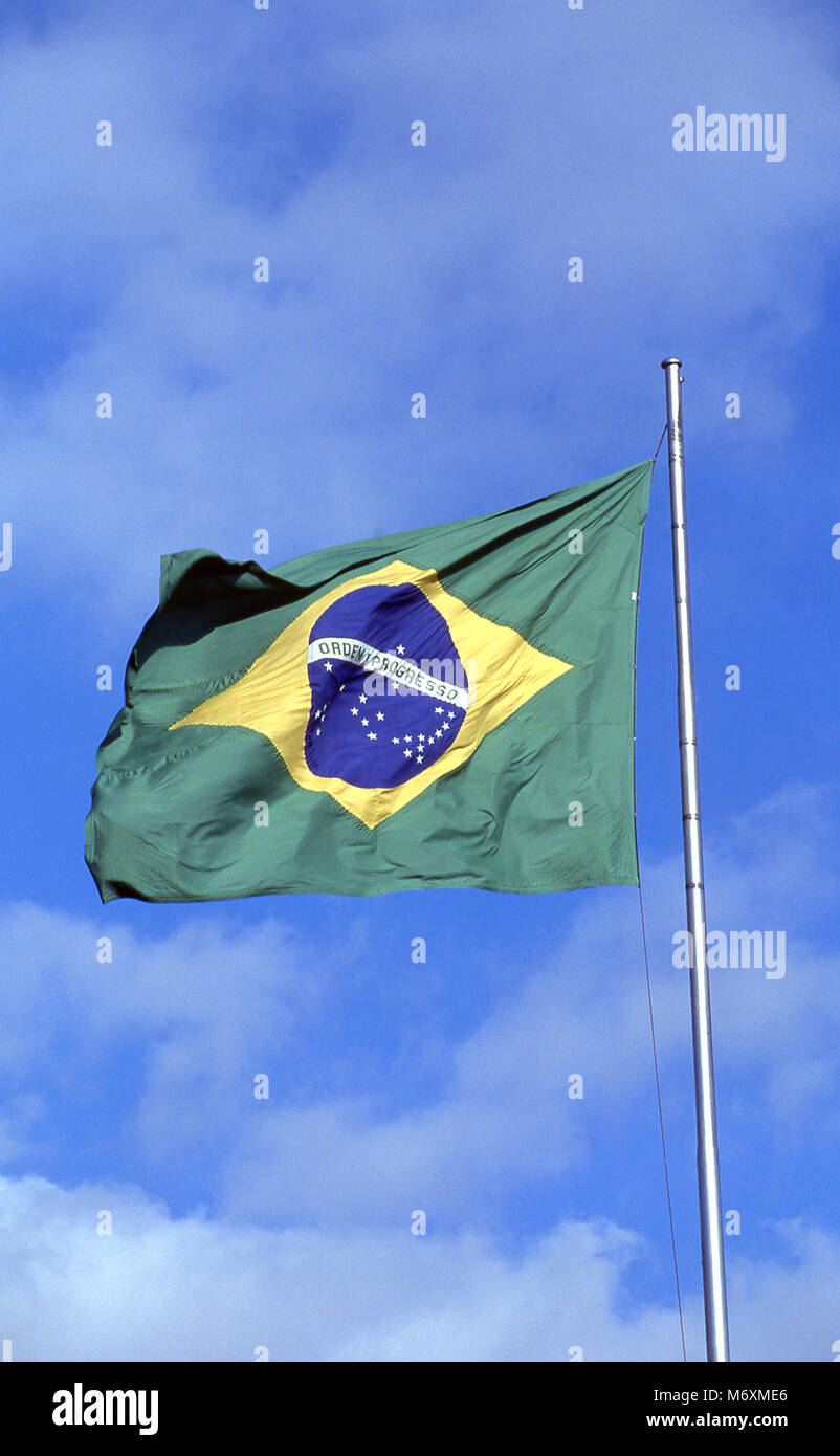 Mast, Brazilian flag, Brazil Stock Photo - Alamy